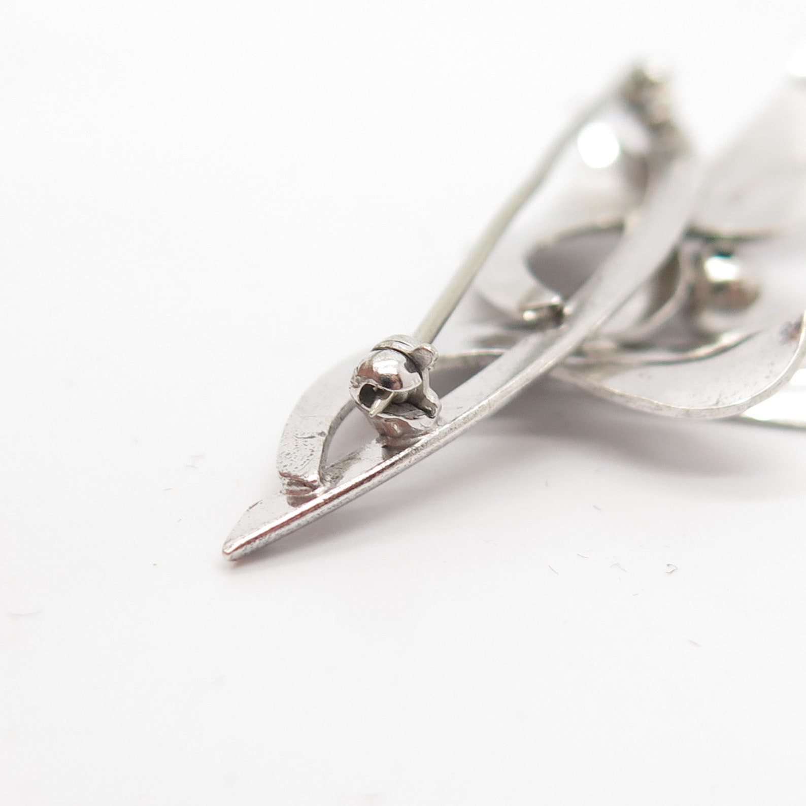 925 Sterling Silver Vintage Forstner Bead and Leaves Pin | Etsy