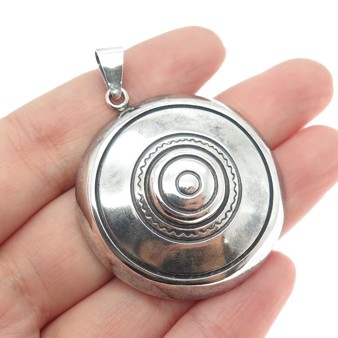 WATSON HONANIE Old Pawn 925 Sterling Silver Vintage Tribal Disc ...