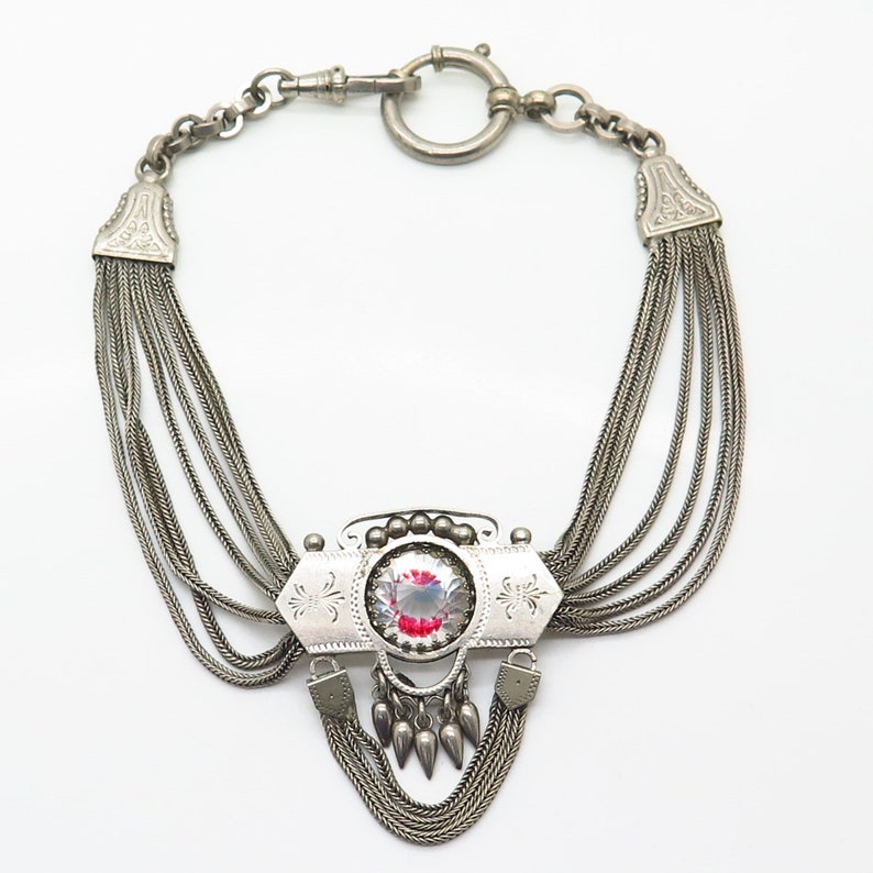 Silver-tone Antique Glass Statement Multi-strand Choker - Etsy Silver-tone Antique Glass Statement Multi-strand Choker - Etsy