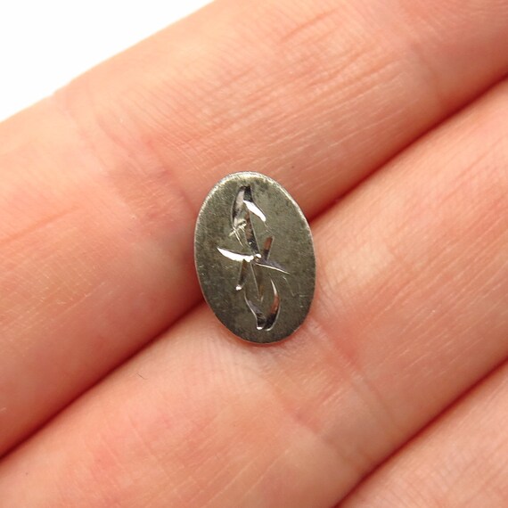 925 Sterling Silver Floral Etched Design Lapel Pin - Gem