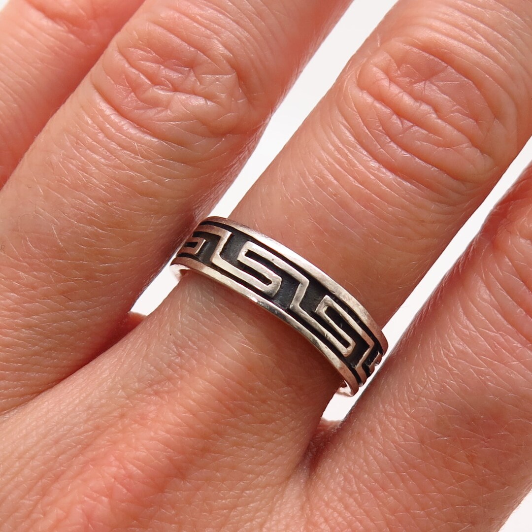 925 Sterling Silver Greek Maze Design Band Ring Size 8 1/4 - Etsy