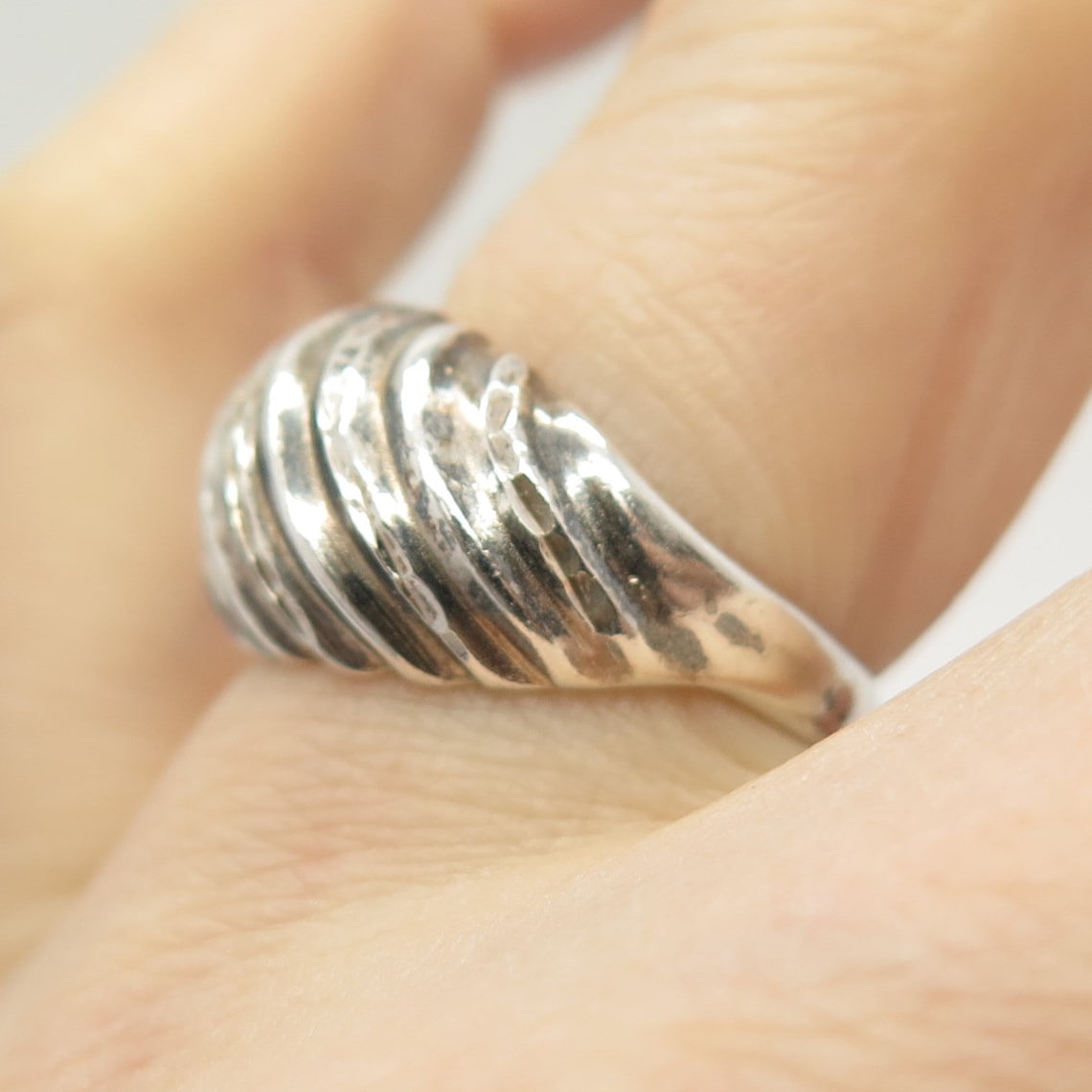 925 Sterling Silver Vintage Ribbed Ring Size 6 3/4 | Etsy