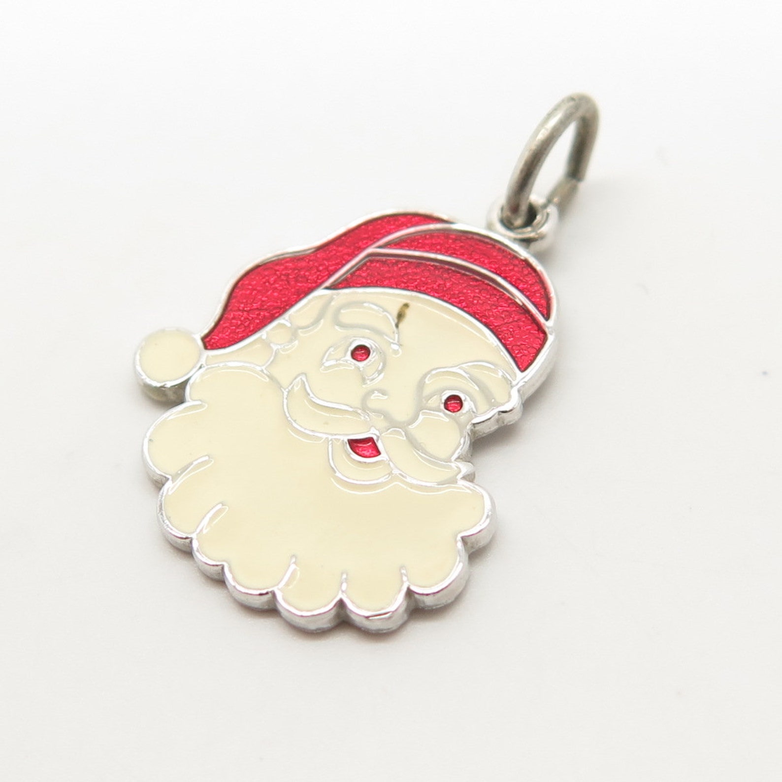 925 Sterling Silver Vintage Enamel Santa Claus Christmas - Etsy