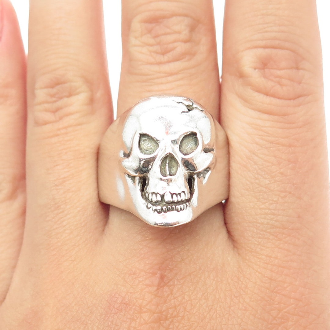 DALLAS PRIDGEN 925 Sterling Silver Vintage Skull Ring Size 11 - Etsy