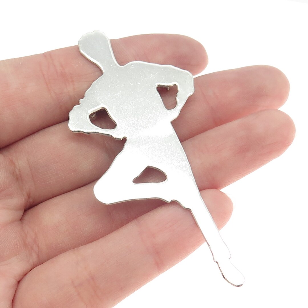 SANDY BAKER 925 Sterling Silver Vintage Modernist Sportsman Pin Brooch ...