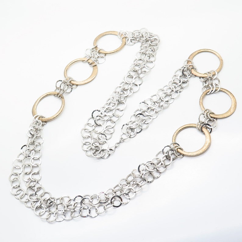 925 Sterling Silver 2-tone Statement Triple Strand Opera Chain - Etsy