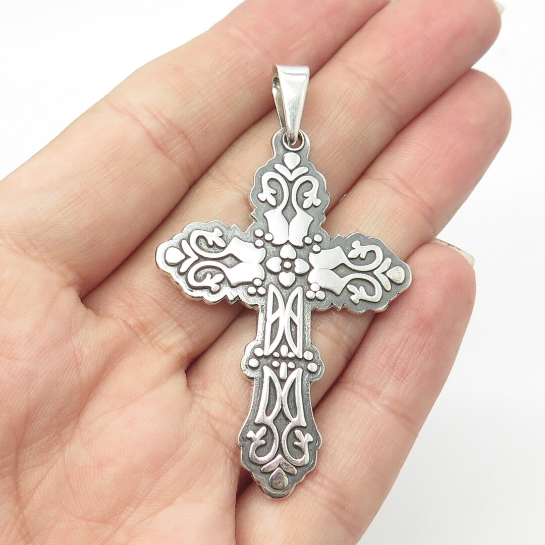 925 Sterling Silver Vintage Mexico Cross Religious Pendant - Etsy
