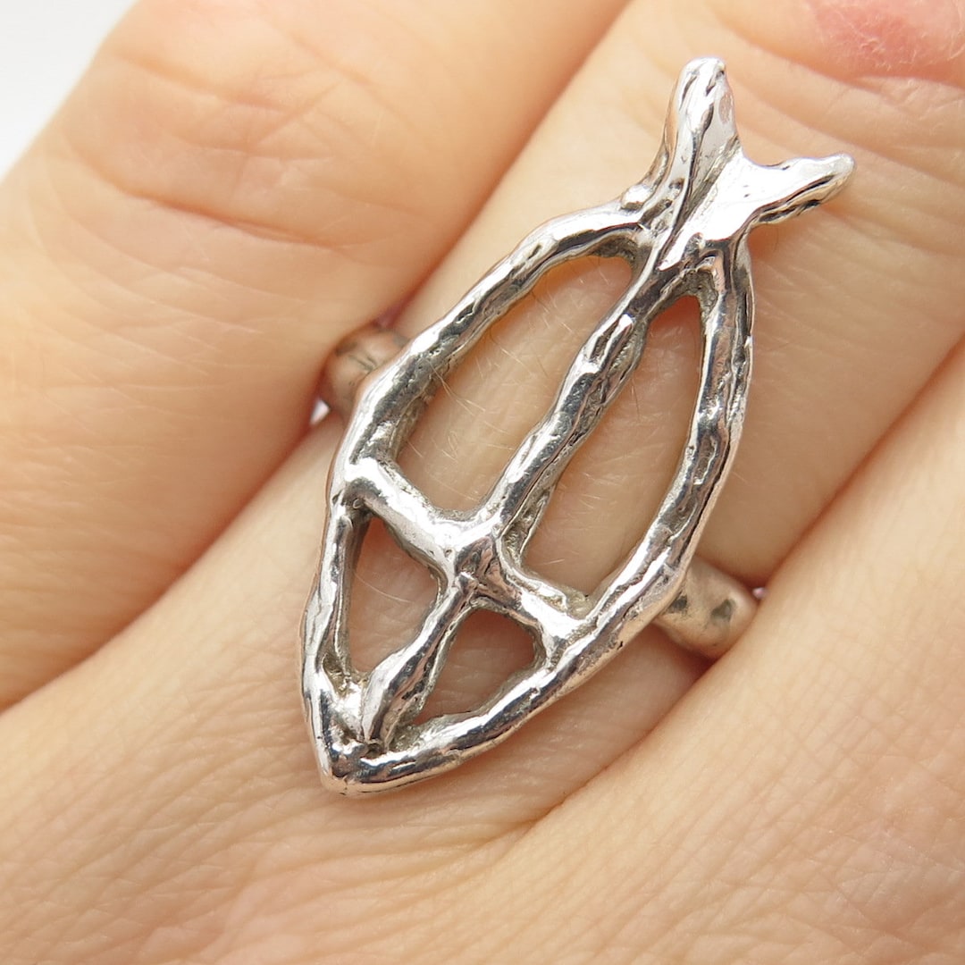 925 Sterling Silver Vintage Ichthus Fish Ring Size 6 1/4 - Etsy Österreich
