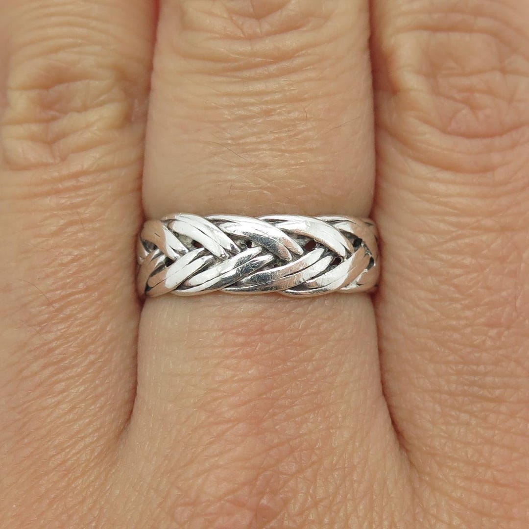 925 Sterling Silver Vintage Wicker Band Ring Size 7.75 - Etsy