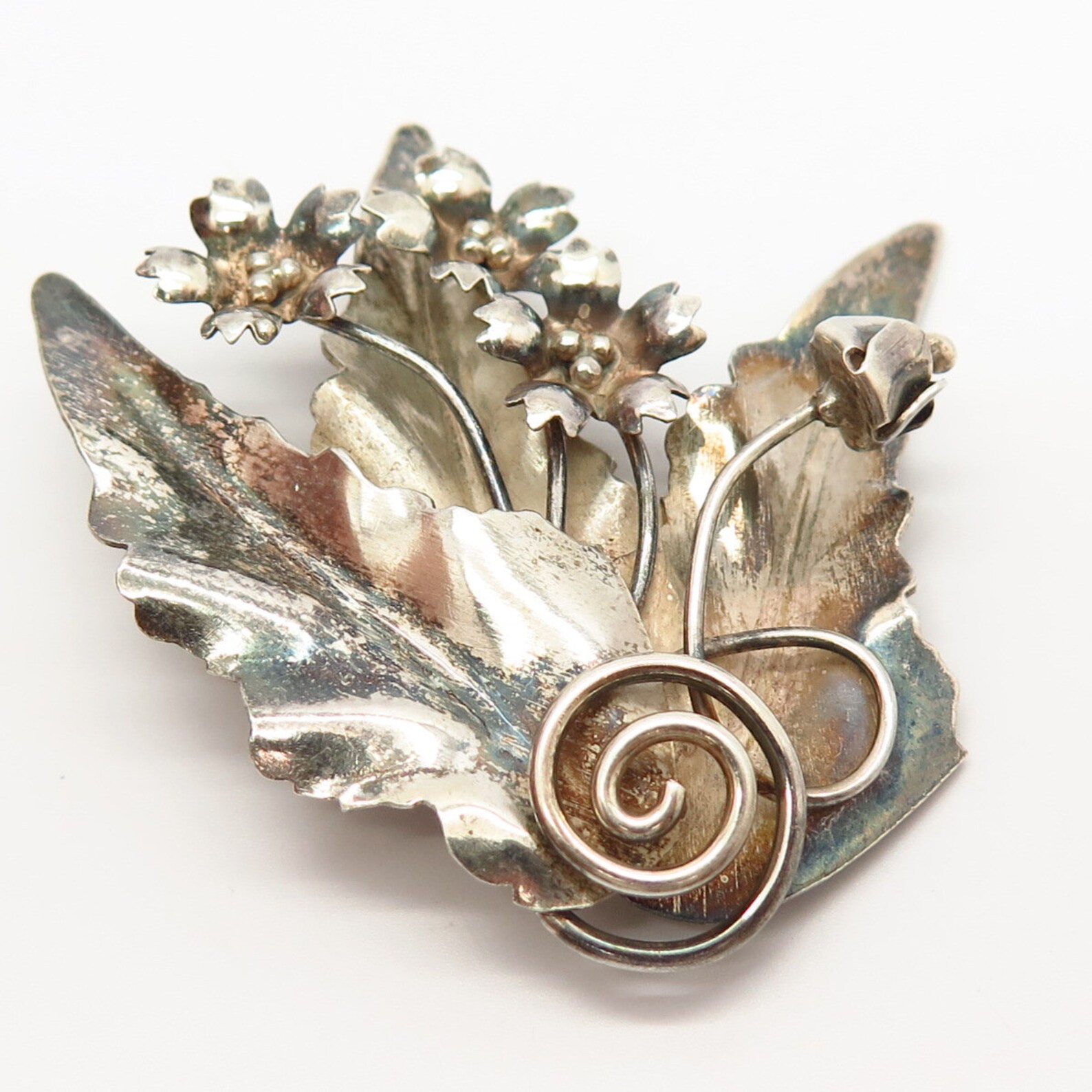 925 Sterling Silver Vintage Floral Design Pin Brooch | Etsy