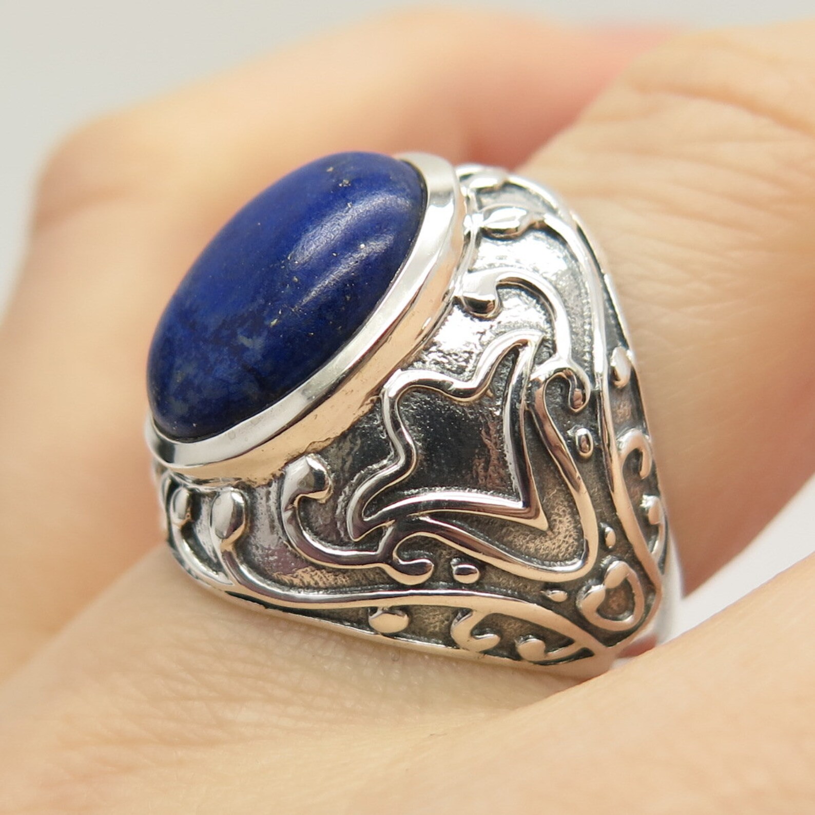 925 Sterling Silver Vintage Real Lapis Lazuli Gem Ring Size 7 - Etsy