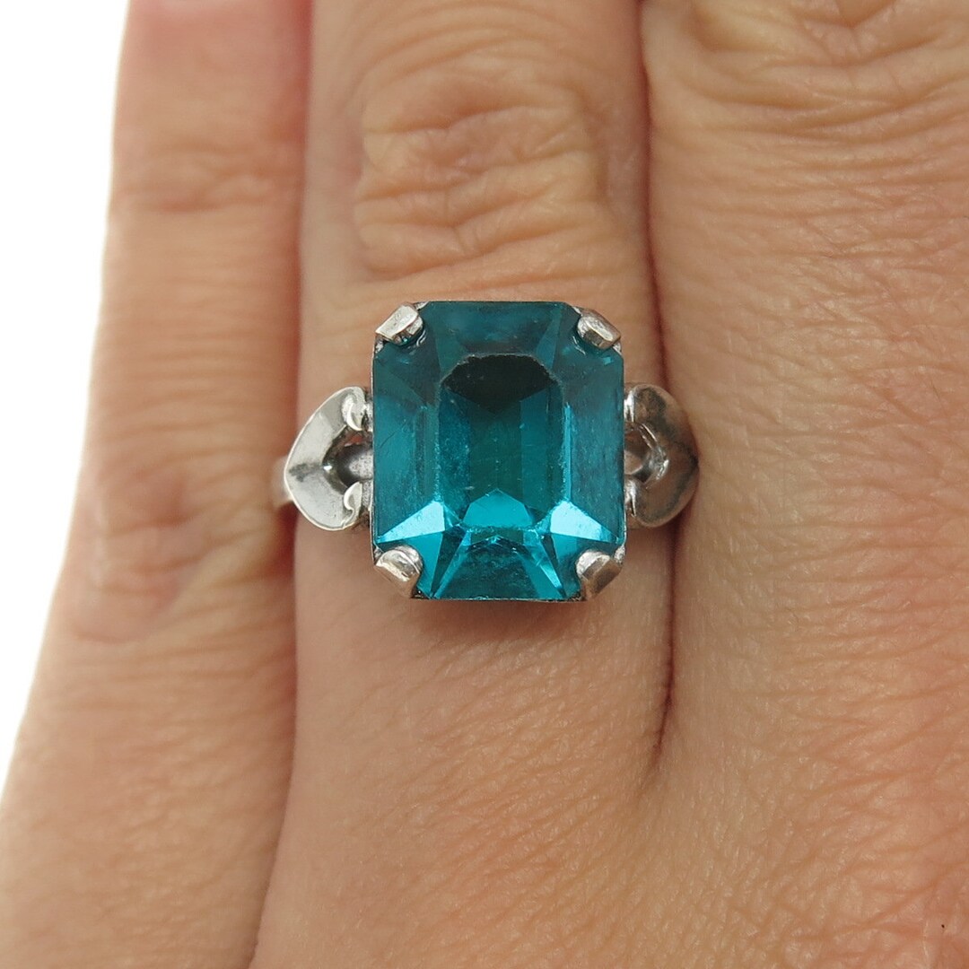 CLARK and COOMBS Sterling Silver Antique Art Deco Emerald-cut Glass ...