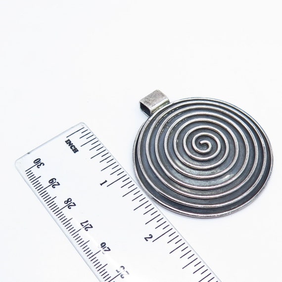 925 Sterling Silver Vintage Spiral Round Slide Pendant - Gem