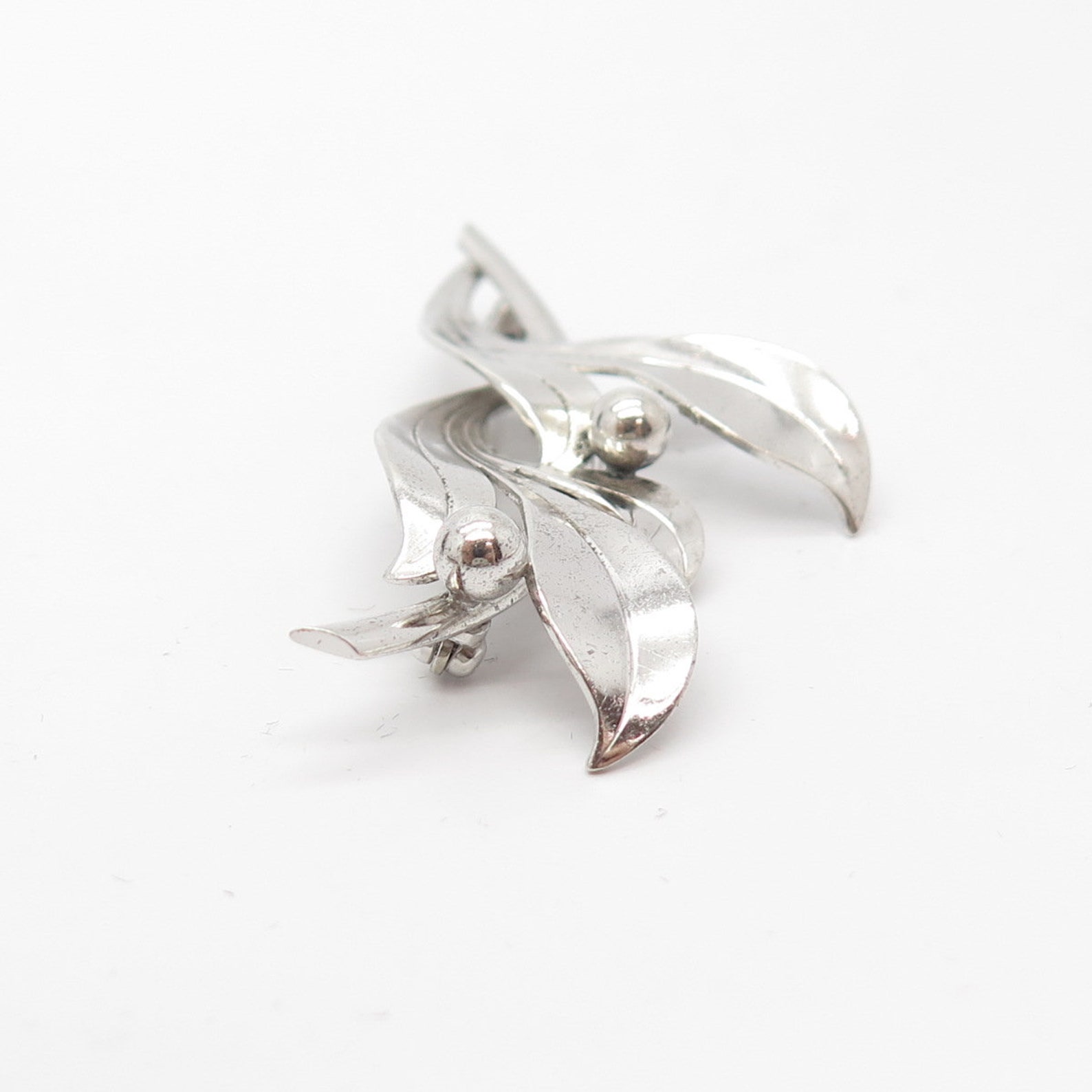 925 Sterling Silver Vintage Forstner Bead and Leaves Pin Brooch - Etsy
