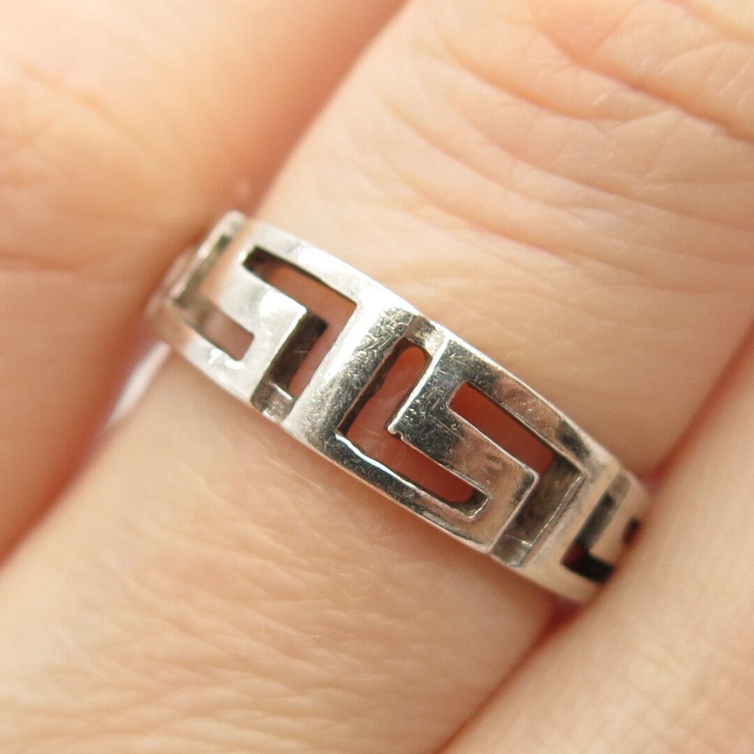 925 Sterling Silver Vintage Greek Maze Design Ring Size 7 - Etsy