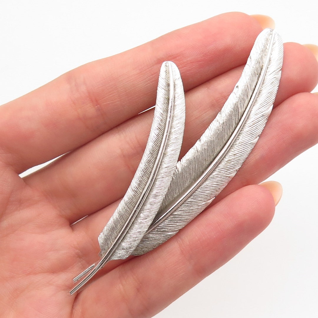 925 Sterling Silver Vintage Harry S. Bick Feathers Pin Brooch - Etsy