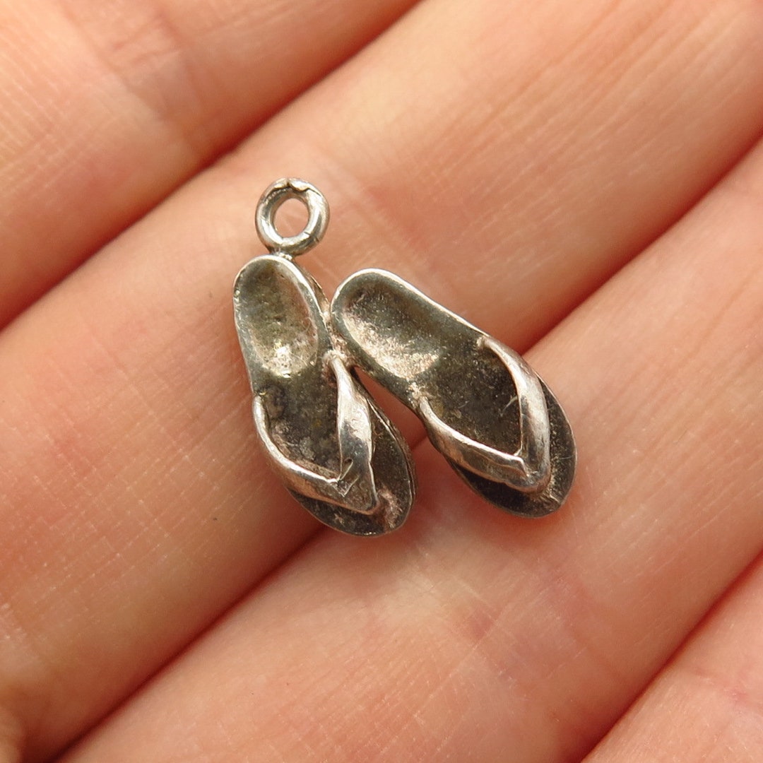 925 Sterling Silver Flip Flop Sandals Design Charm Pendant - Etsy