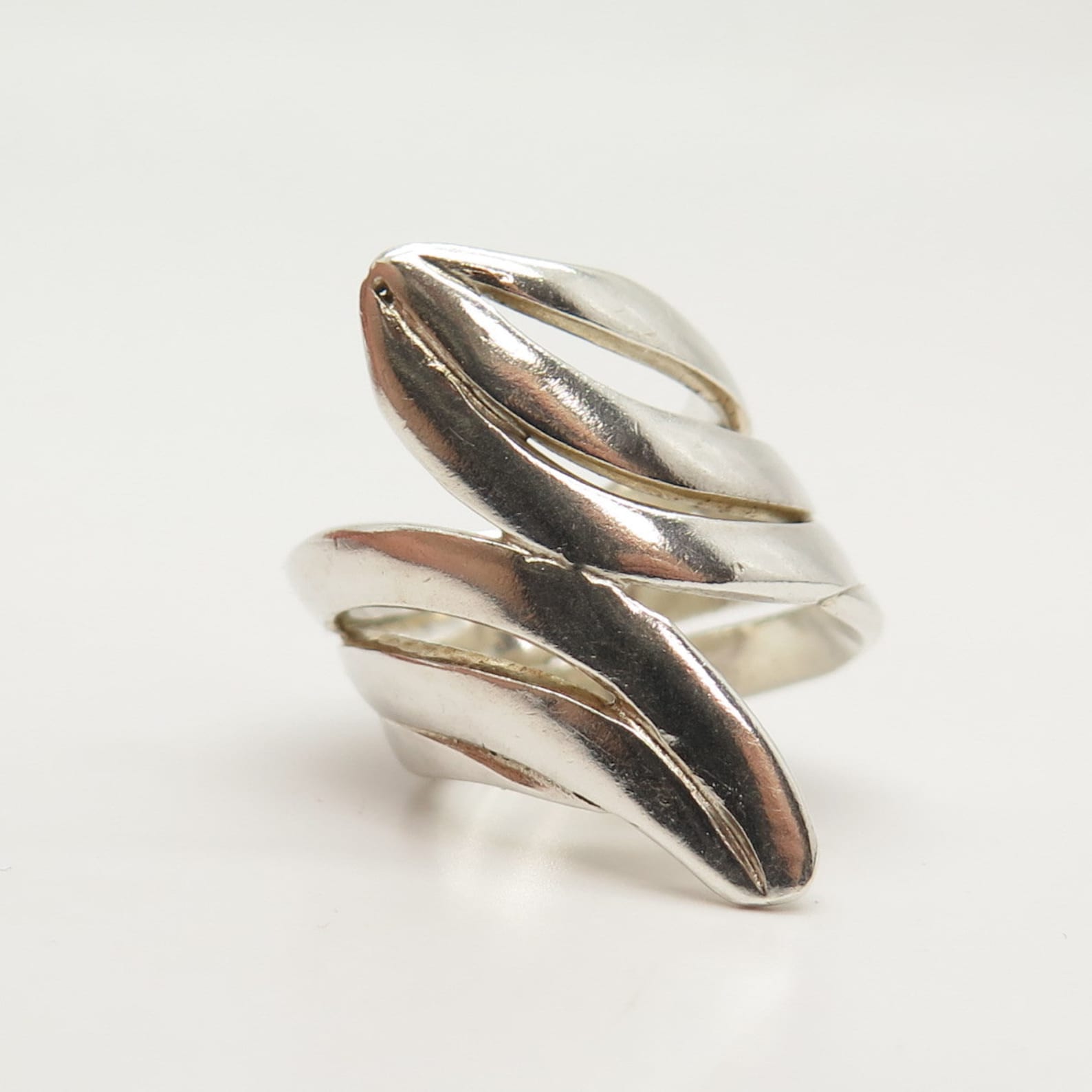 950 Silver Vintage Overlap Ring Size 6 3/4 - Etsy