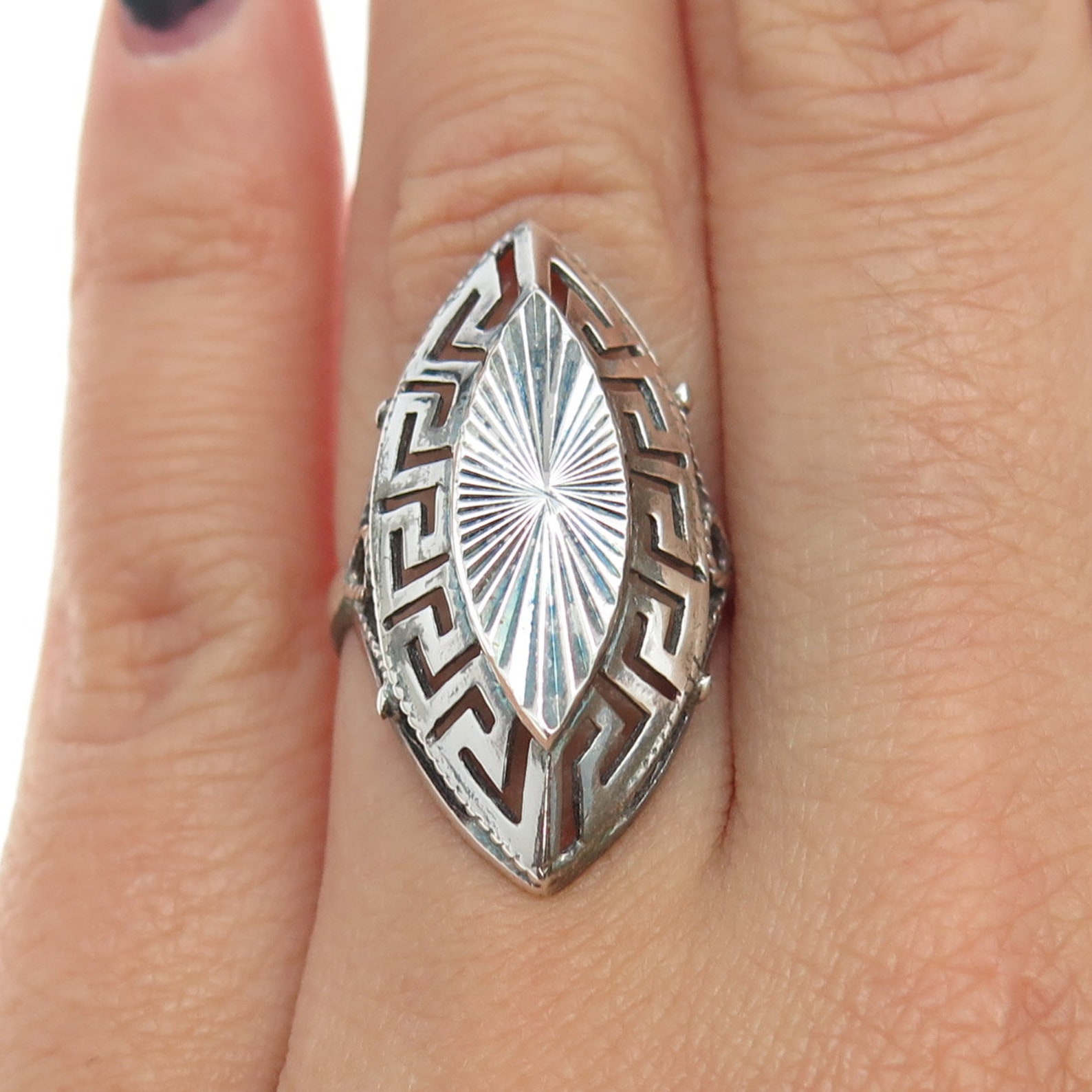 925 Sterling Silver Vintage Turkey Greek Maze Statement Ring Size 6 - Etsy