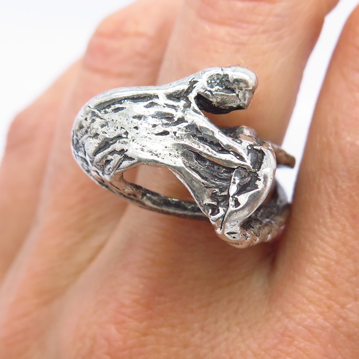 925 Sterling Silver Abstract Modernist Design Adjustable Ring - Etsy