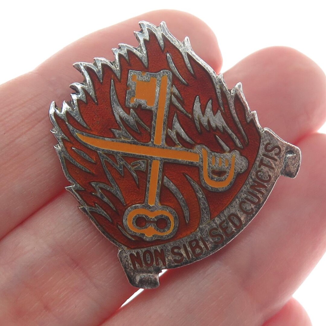 925 Sterling Silver Antique WWII Enamel US Army Non Sibi Sed Cunctis ...