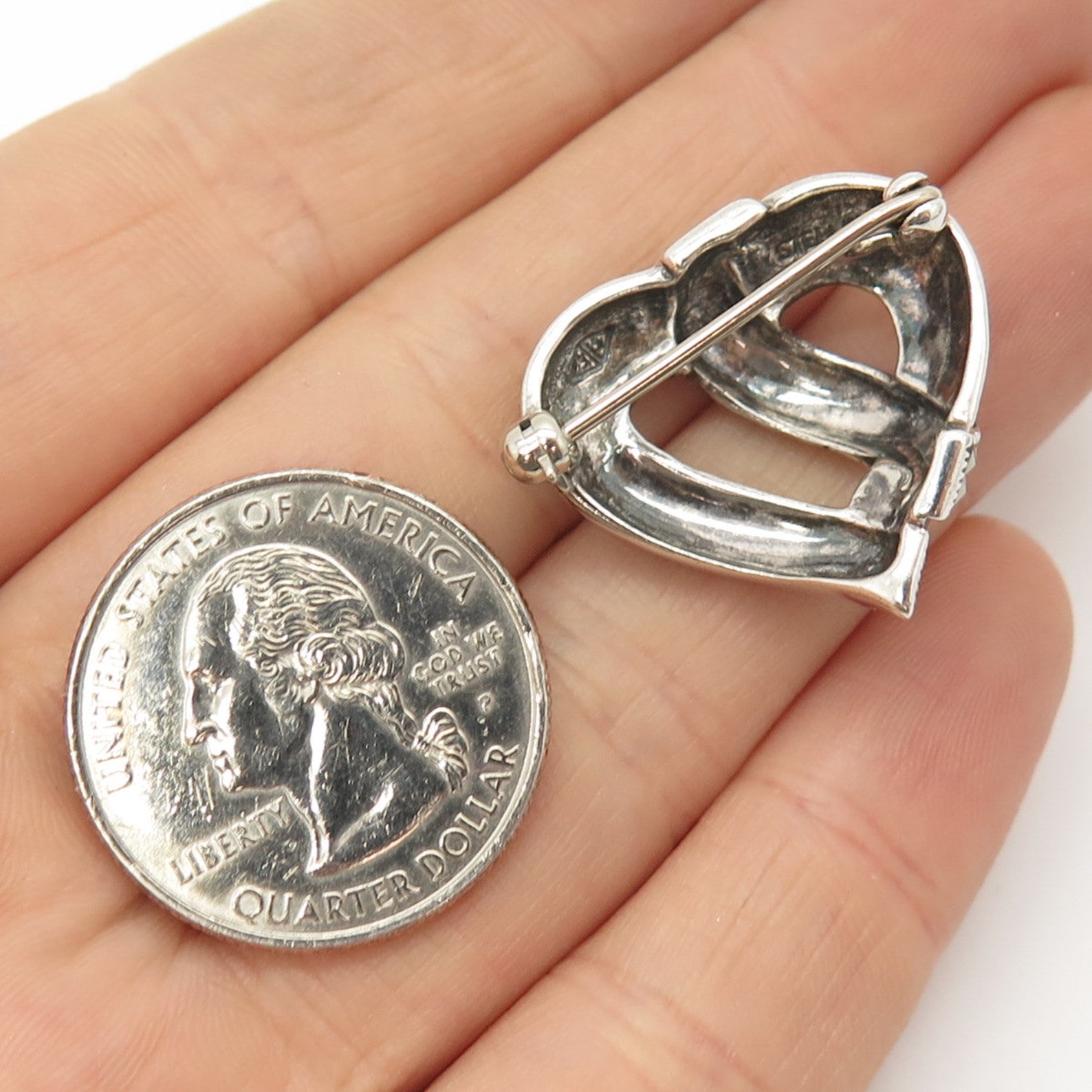 925 Sterling Vintage Judith Jack Real Marcasite Gem Heart Pin - Etsy