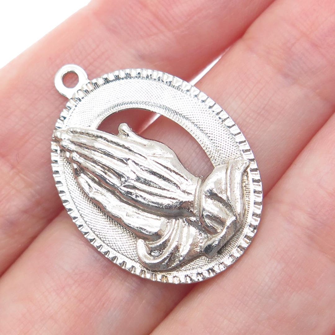 925 Sterling Silver Vintage M&M Prayer Hands Religious Charm Pendant - Etsy