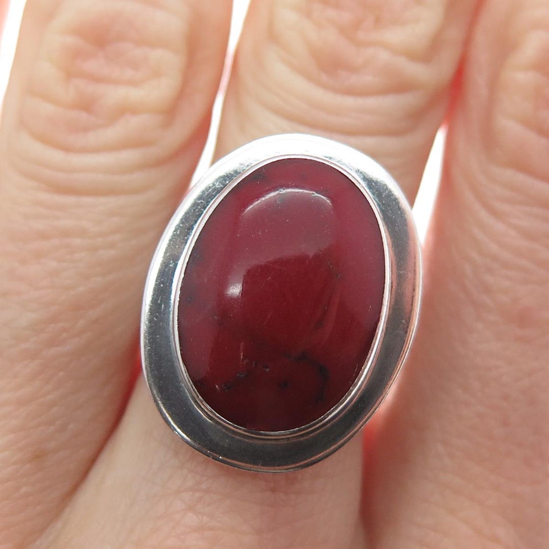 ATI ANNIKA WITT 925 Sterling Silver Vintage Mexico Real Red Jasper Ring ...