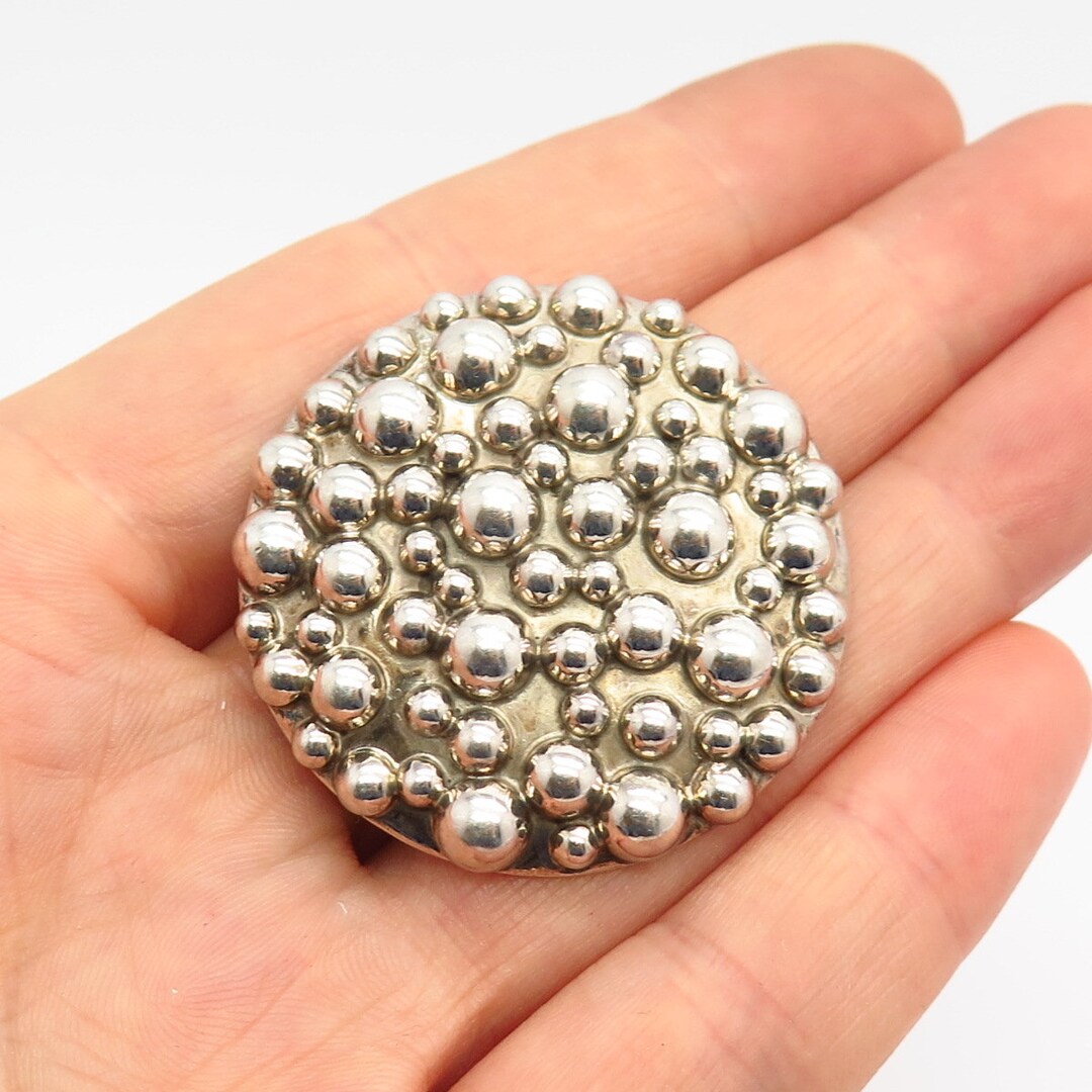 925 Sterling Silver Granulated Design Round Disc Slide Pendant - Etsy