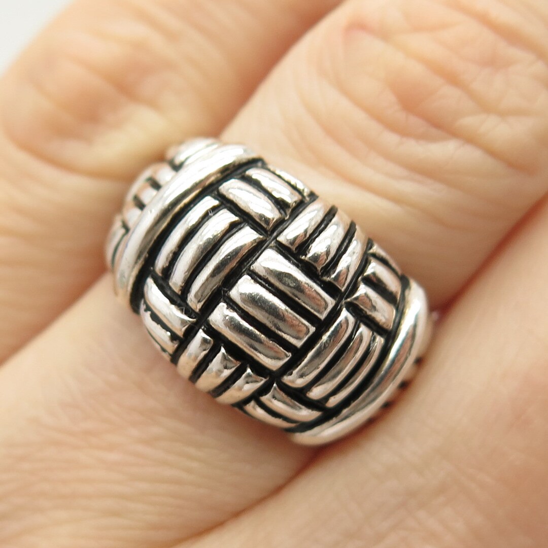 925 Sterling Silver Vintage Woven / Textured Ring Size 6 3/4 - Etsy