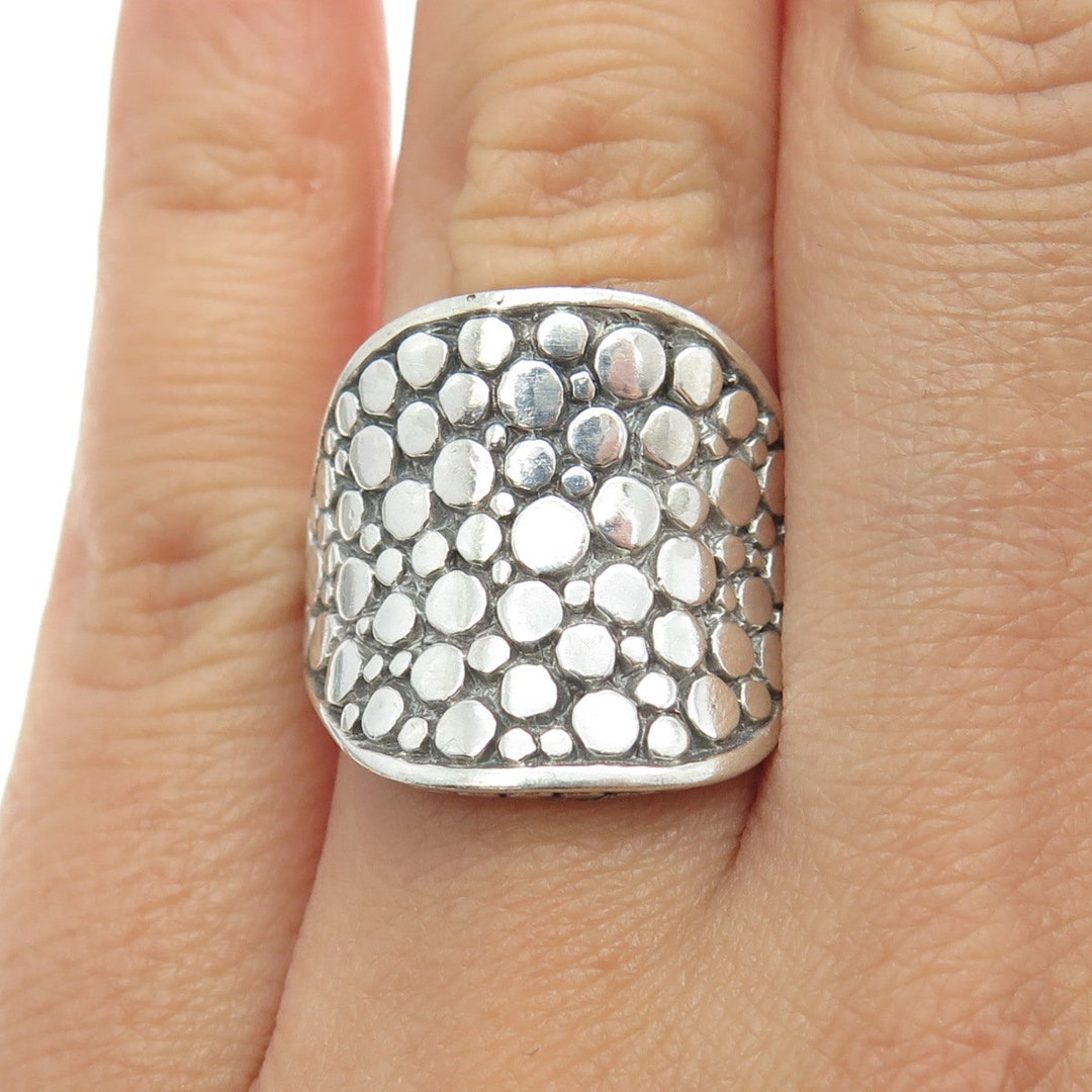 SARDA 925 Sterling Silver Vintage Polka Dot Wide Ring Size 7.25 - Etsy