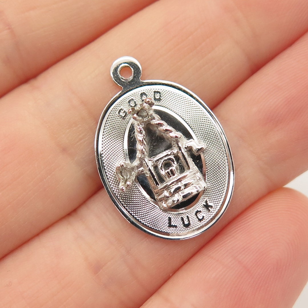 925 Sterling Silver Vintage "good Luck" Charm Pendant - Etsy