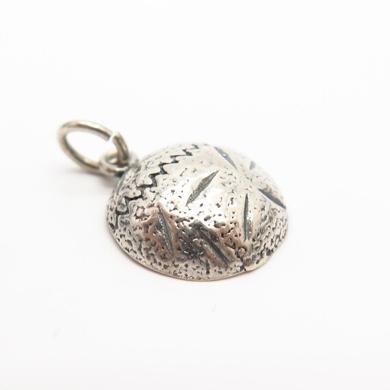 925 Sterling Silver Etched Ball Design Pendant - Gem