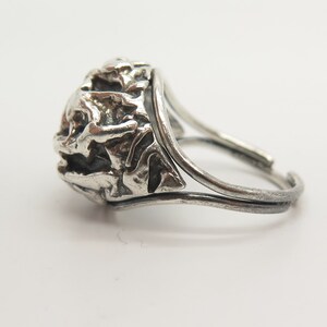 925 Sterling Silver Vintage BEAU Nugget Design Adjustable Ring Size 7.5 ...