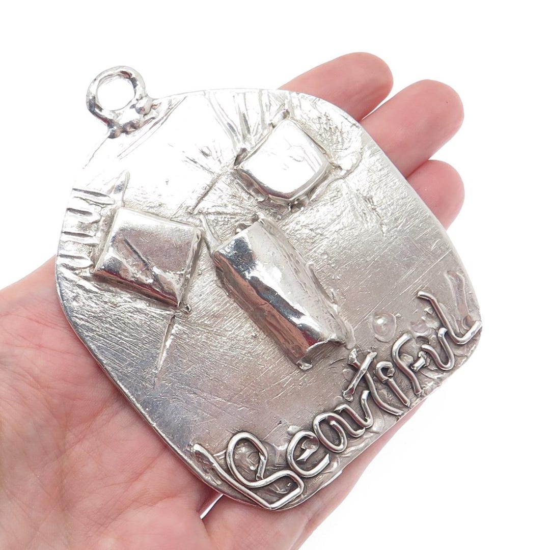 SANDRA DEE OWENS Sterling Silver Vintage Beautiful Abstract Face Large ...
