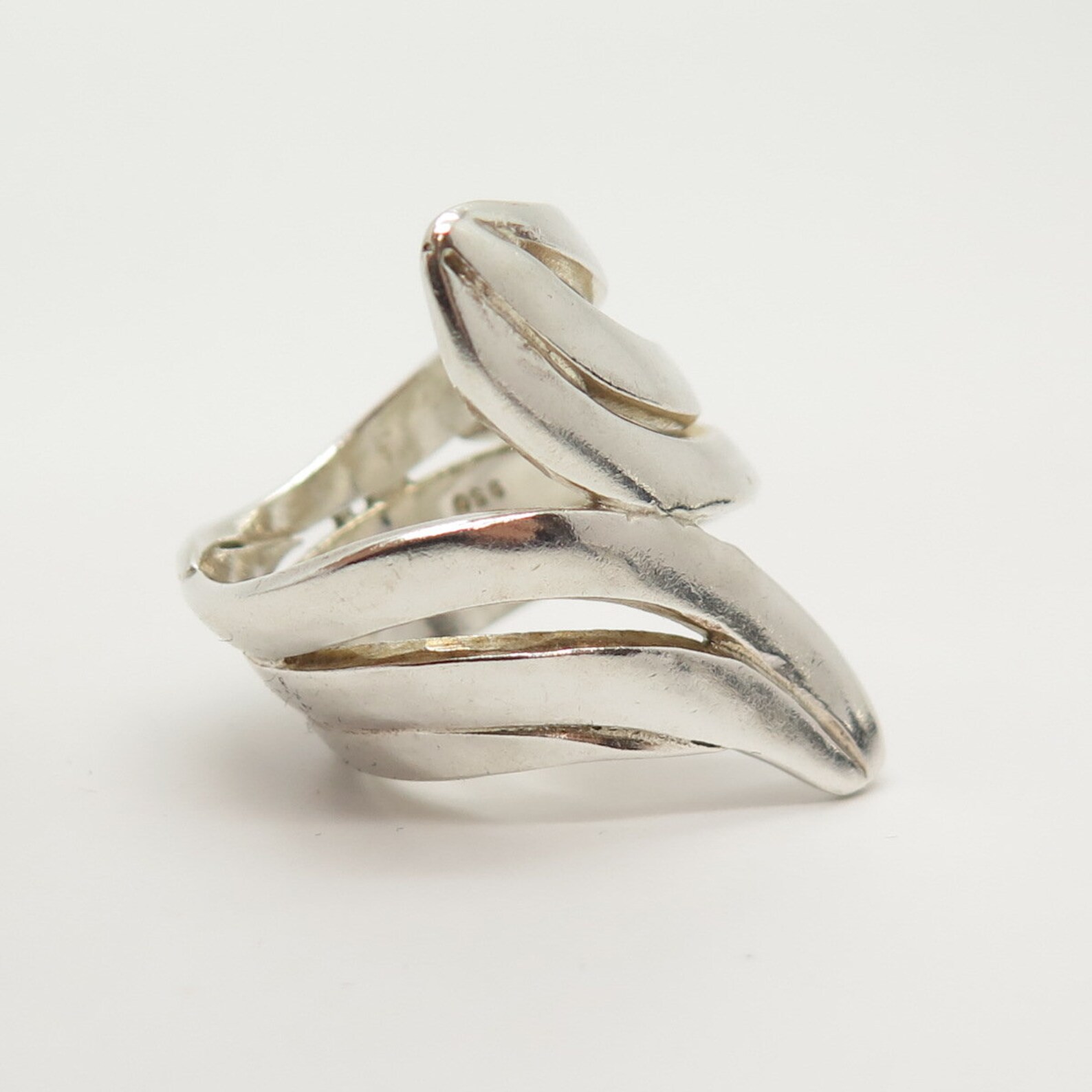 950 Silver Vintage Overlap Ring Size 6 3/4 - Etsy