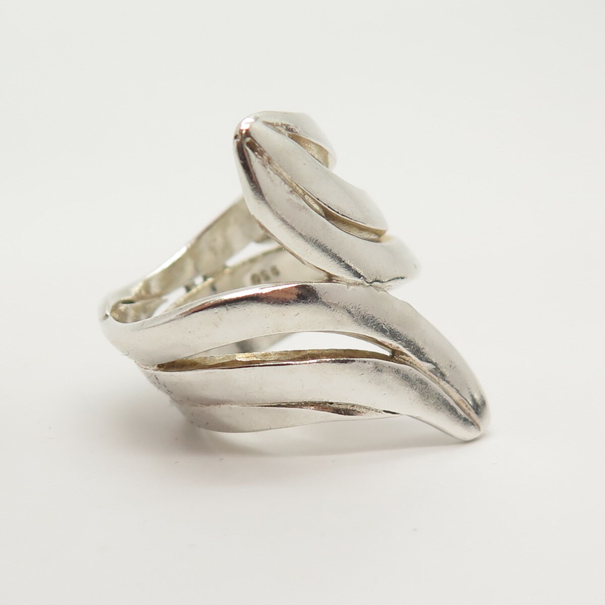 950 Silver Vintage Overlap Ring Size 6 3/4 - Etsy