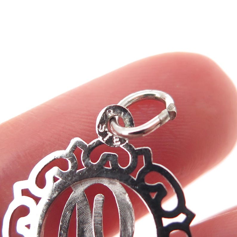 925 Sterling Silver Vintage Letter D Initial Ornate Mini Charm Pendant ...