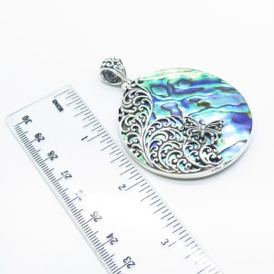 925 Sterling Silver Vintage Real Abalone Shell Ornate Pendant - Etsy