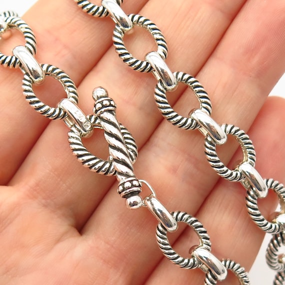 925 Sterling Silver Twisted and Smooth Rolo Chain Nec… - Gem