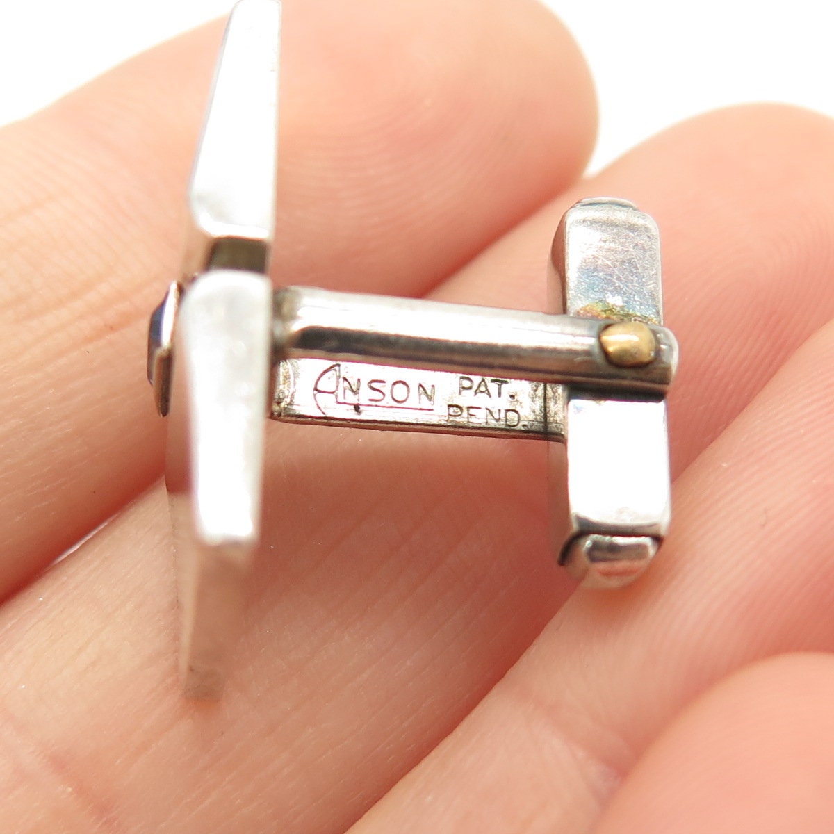 925 Sterling Silver Vintage Anson Blue Rhinestone Ribbed | Etsy