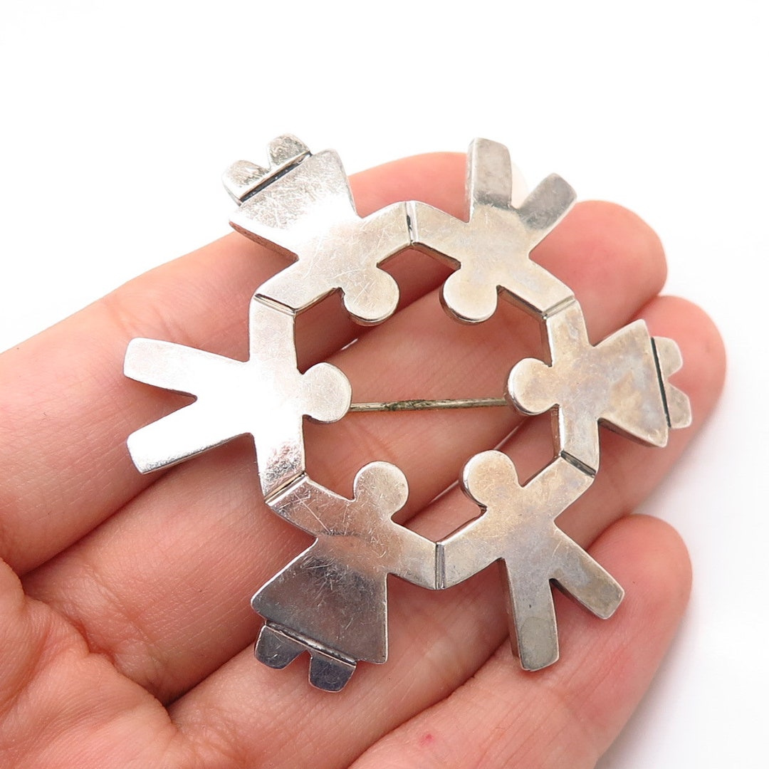 925 Sterling Silver Vintage Mexico Symbol of Unity Pin Brooch / Pendant ...