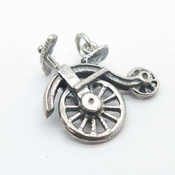 925 Sterling Silver Antique Circus Wheel Pendant - Gem