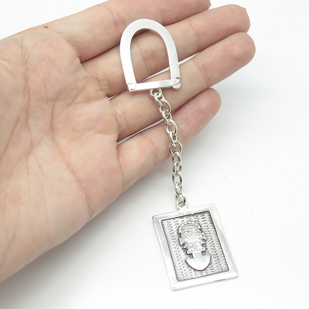 950 Silver Vintage Mayan God / Goddess Key Chain Fob Holder - Etsy