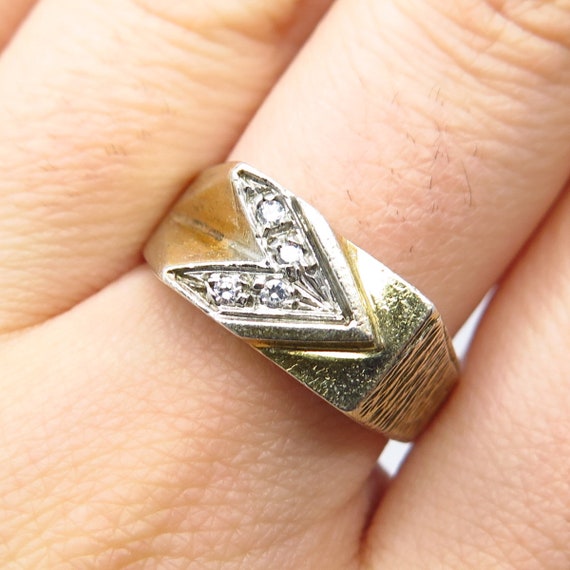 925 Sterling Silver Vintage C Z Ribbed Signet Ring Size 8.25 Etsy