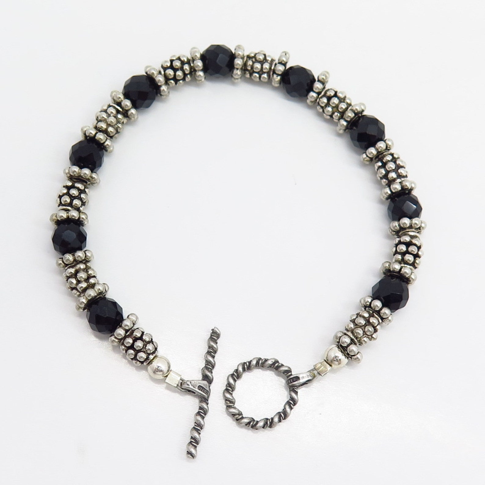 925 Sterling Silver Vintage Real Melanite Gem Beaded Design - Etsy