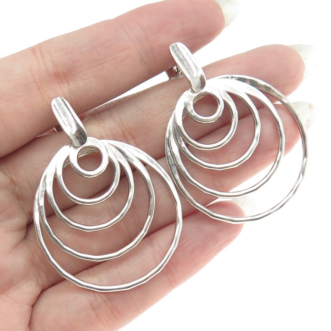 ROBERT LEE MORIS 925 Sterling Silver Vintage Spiral Dangling Earrings ...