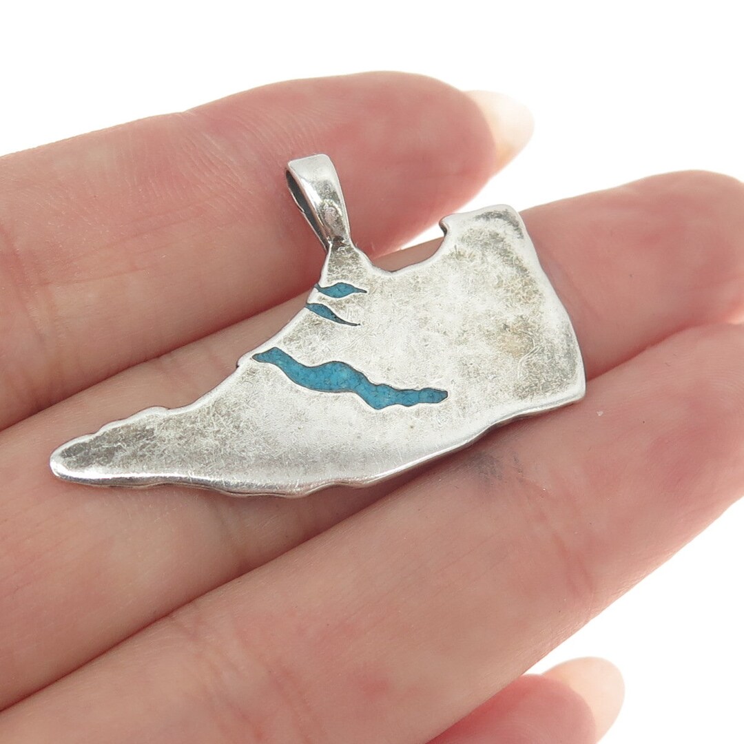 JACK and ANGIE BEANS Vintage 1981 Sterling Silver Turquoise Inlay Shoe ...