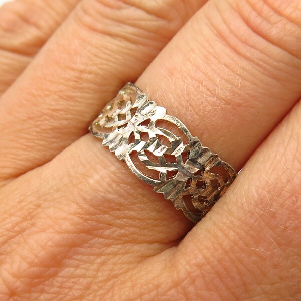 Etched Silver Ring - Etsy