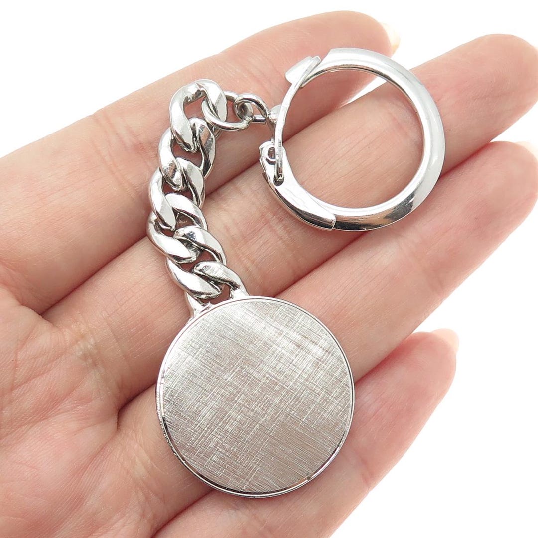 ANSON 925 Sterling Silver Vintage Curb Chain Tag Key Ring - Etsy